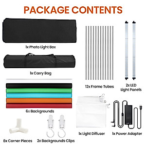 HitTopss Photo Studio Light Box Photography 32"x32"x32" Portable Large Studio LightBox Shooting Tent Kit with 6 Backdrops, Photography Lighting Kit LED Lights Adjustable Brightness 13000LM, CRI 95+