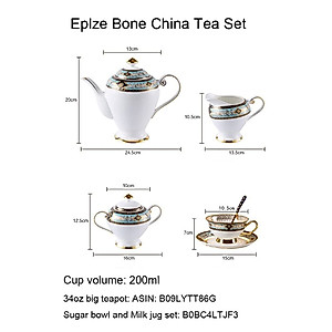 YBK Tech Euro Style Bone China Cup& Saucer Set, Ceramic Tea Coffee Cup for Home Kitchen Wedding (Royal Pattern- Sky Blue)