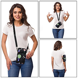 Small Crossbody Wallet Phone Bag, Nylon Cell Phone Purse, Travel Crossbody Bag Cell Phone Shoulder Bag Arm Bag Mini Wallet Purse, with Headphone Port (Balloon)