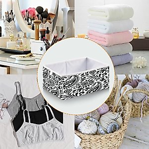Blueangle Black and White Pattern Rectangle Storage Bin, 15.8 x 10.6 x 7 in, Large Collapsible Organizer Storage Basket for Home Décor（42）