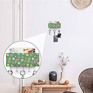 Tropical Fruits PU Leather Wall Mounted Key Hook Organizer Hanging Key Holder Decoration