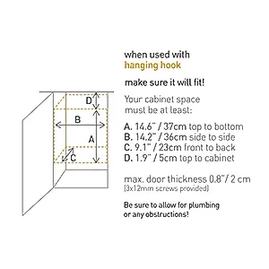 simplehuman 10 Liter / 2.6 Gallon In-Cabinet Trash Can Heavy-Duty Steel Frame, Black