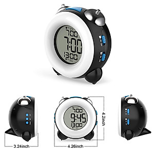 Banne Loud Alarm Clock for Heavy Sleepers with Dual Alarm Night Light Bedside Battery Powered (Black)