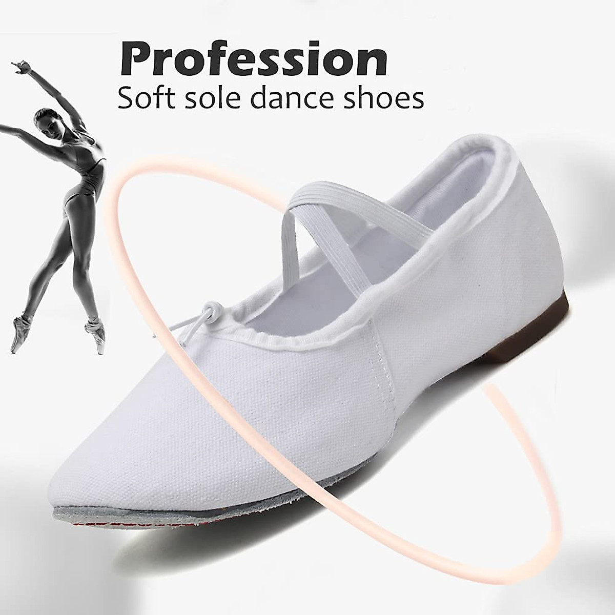 SWDZM Women's Latin Dance Shoes Close Toe Canvas Ballroom Tango Yoga Teaching Practice Dancing Shoes,White,WZJ US 8.5
