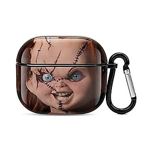 Bride of Chucky for AirPods 3rd Generation Case with Keychain Whole Body Anime Printing Shockproof Protective Case Cover for Wireless Charging Compatible with AirPods 3