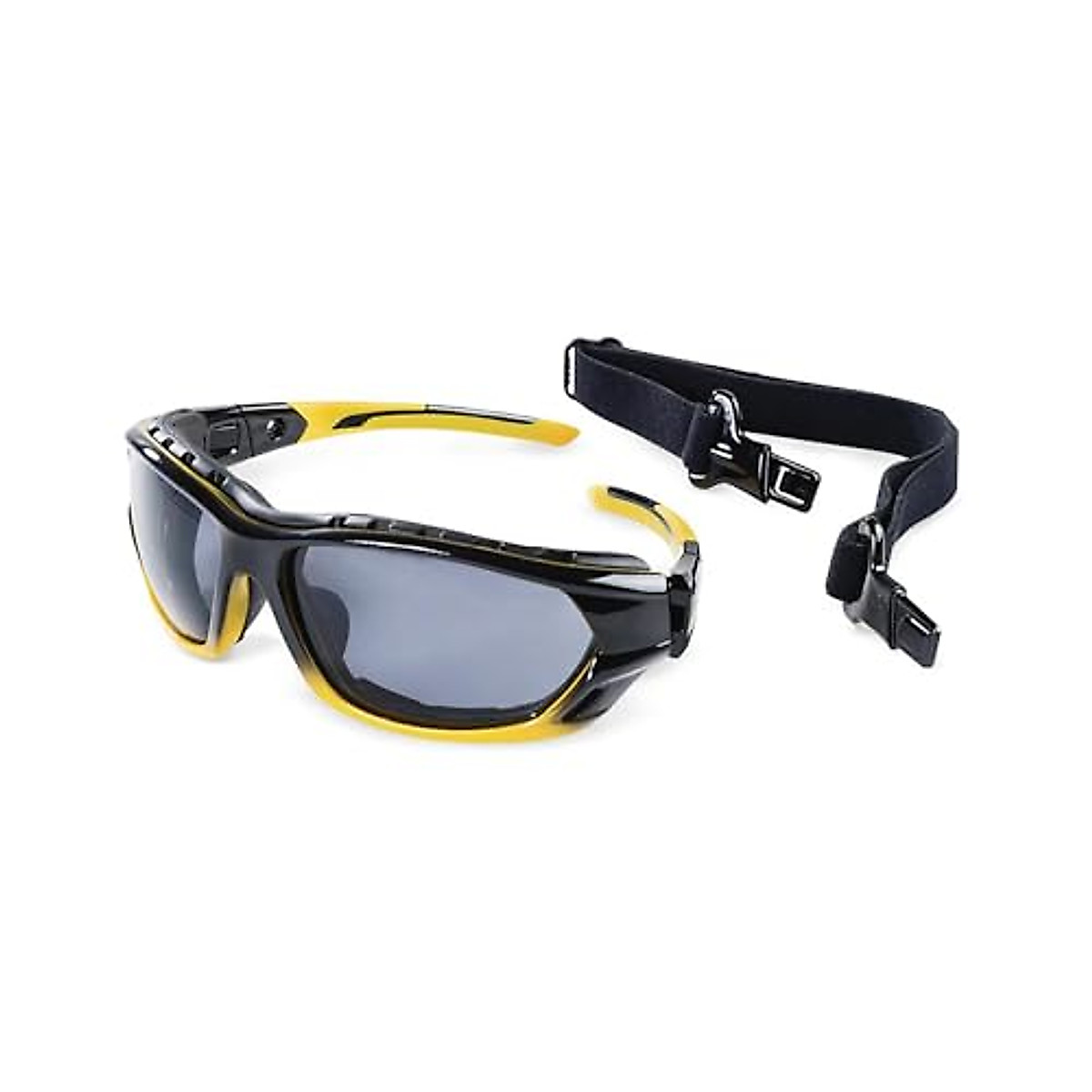 Sellstrom - 70001AZ Polycarbonate Sealed Safety Glasses/Protective Eyewear, Anti-Fog Coating, Detachable Soft Co-Molded Temples, U.S. Military Ballistic Rated, Yellow & Black with Smoke Tint, S70001