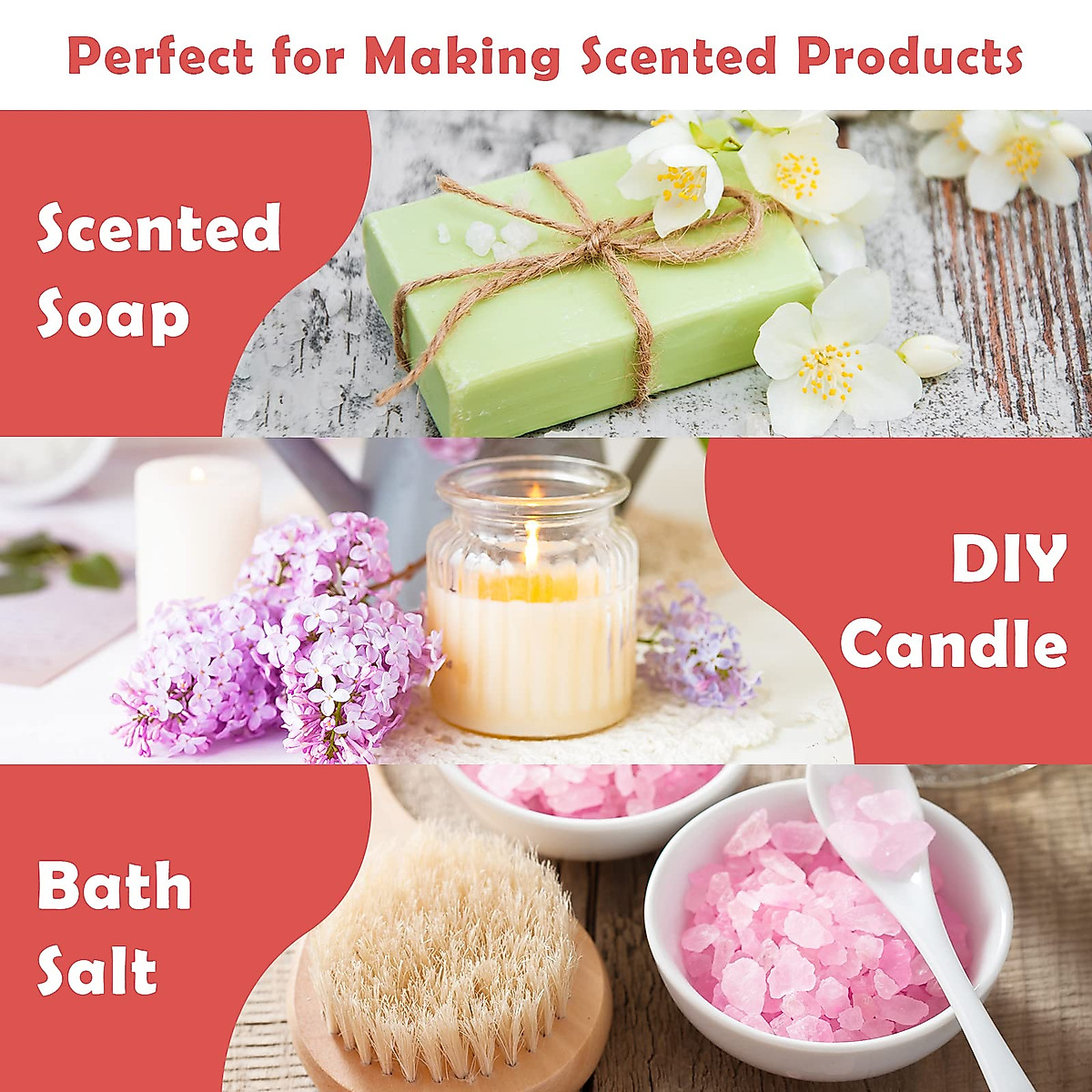 Floral Essential Oils, Holamay Premium Fragrance Oil for Candle Making, 5mlx10, Soap Making Scents - Rose, Jasmine, Neroli, Gardenia, Lilac and More, Aromatherapy Oils for Diffusers for Home