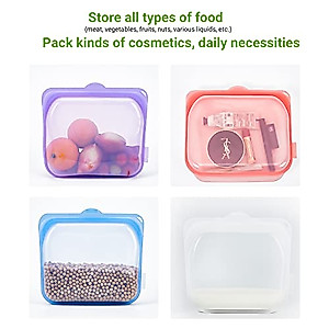 INKBIRD Reusable Silicone Bags for Food Storage Bundle 4-Pack, BPA Free Food Grade Meal Prep Food Storage Containers Set, for Lunch, Travel, Freezer, Oven, Microwave, Dishwasher Safe, Leakproof