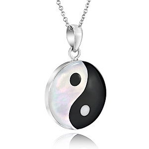 AeraVida Yin Yang Balance of Life .925 Sterling Silver Necklace for Men and Women, 18 inch