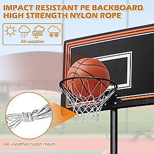 Basketball Hoop 7-10FT Height Adjustable Basketball Backboard 44" Portable Backboard Outdoor Indoor Free Standing Basketball Stand with Stand and Wheels Basketball Stand for Kids Teenagers Adults