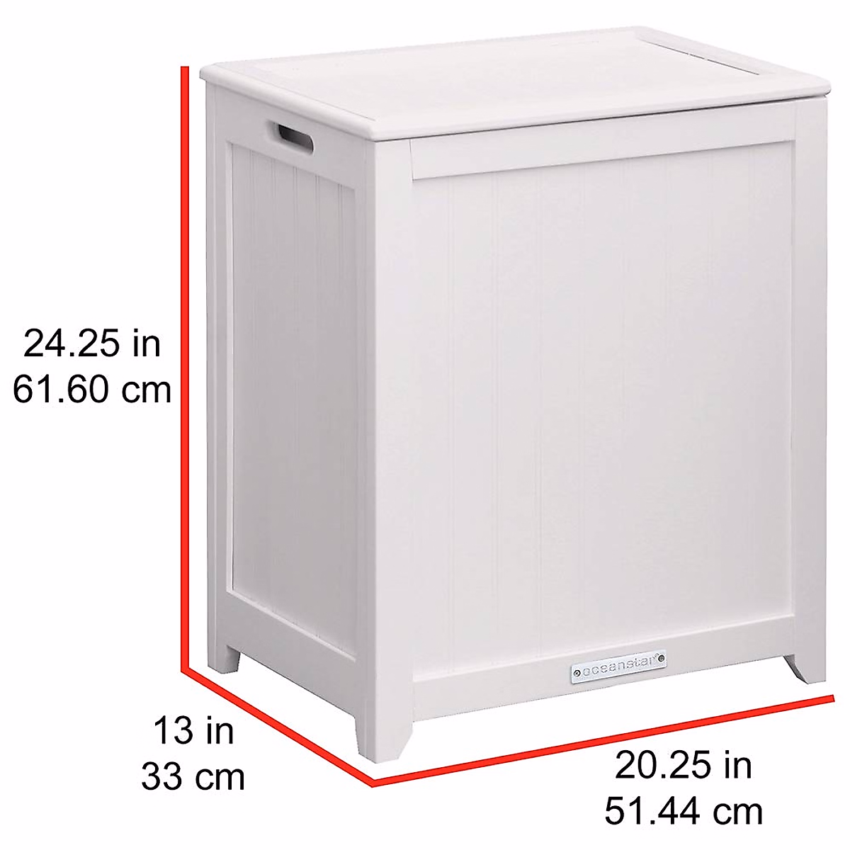 Oceanstar RHP0109W Rectangular Laundry Wood Hamper, White Finished