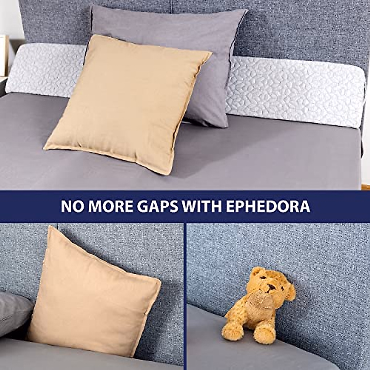 EPHEDORA Triangle Bed Wedge Pillow for Headboard Gap (0-8") - Fills The Gap Between Mattress and Headboard - Bed Gap Filler Twin Size