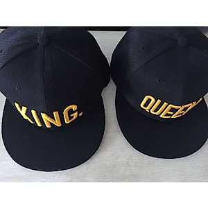 WENDYWU Hip-Hop Hats King and Queen 3D Embroidered Lovers Couples Snapback Caps Adjustable (King Queen)