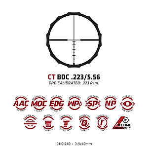 Crimson Trace Hardline 3-9x40mm Riflescope with SFP, BDC Reticle, Lightweight Solid Construction, Scope Caps and Lens Cloth for Hunting, Shooting and Outdoor