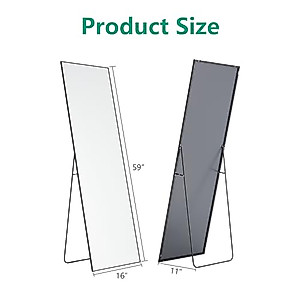 NEWBULIG Full Body Mirror Floor Mirror - 59 x16 inch Full Length Mirror with Aluminum Alloy Frame for Bedroom Living Room Standing Hanging Mirror, Black