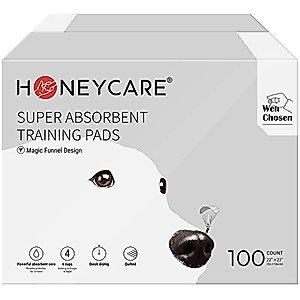 HONEY CARE All-Absorb Dog/Puppy Potty Training Pads, 5-Layer Leak-Proof Ultra Absorb Eliminating Urine Odor Pet Pee Pad (Magic Funnel, L 22x23 inch,100ct)