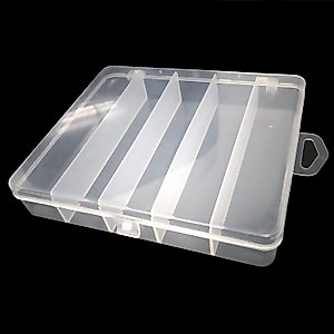 Honbay Clear Visible Plastic Fishing Tackle Accessory Box Fishing Lure Bait Hooks Storage Box Case Container Jewelry Making Findings Organizer Box Storage Container Case (L:6.9x6.1x1.3inch)