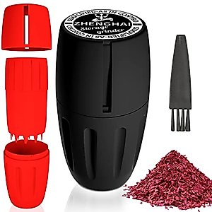 ZHENGHAI Spice Grinder (2 Pack) Storage And Grinding All In One System, Grinders for Kitchen, Equipped With Cleaning Brushes (Black & Red)