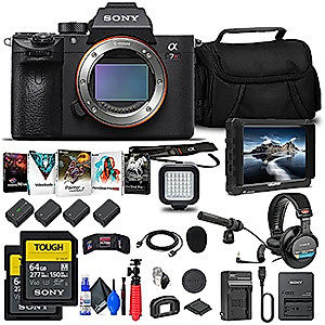 Sony Alpha a7R IVA Mirrorless Digital Camera (Body Only) (ILCE7RM4A/B) + 4K Monitor + Pro Headphones + Pro Mic + 2 x 64GB Memory Card + Corel Photo Software + Case + More (Renewed)