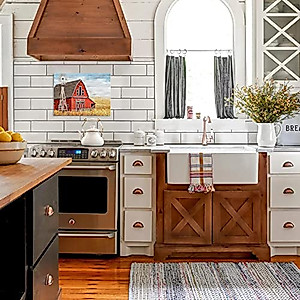 B BLINGBLING Barn Picture Canvas Wall Art: Old Rustic Red Barn Windmills Art Print Themed Decor for Home Decorations Framed Farmhouse Wall Decor Painting for Bathroom Kitchen 16"x12"