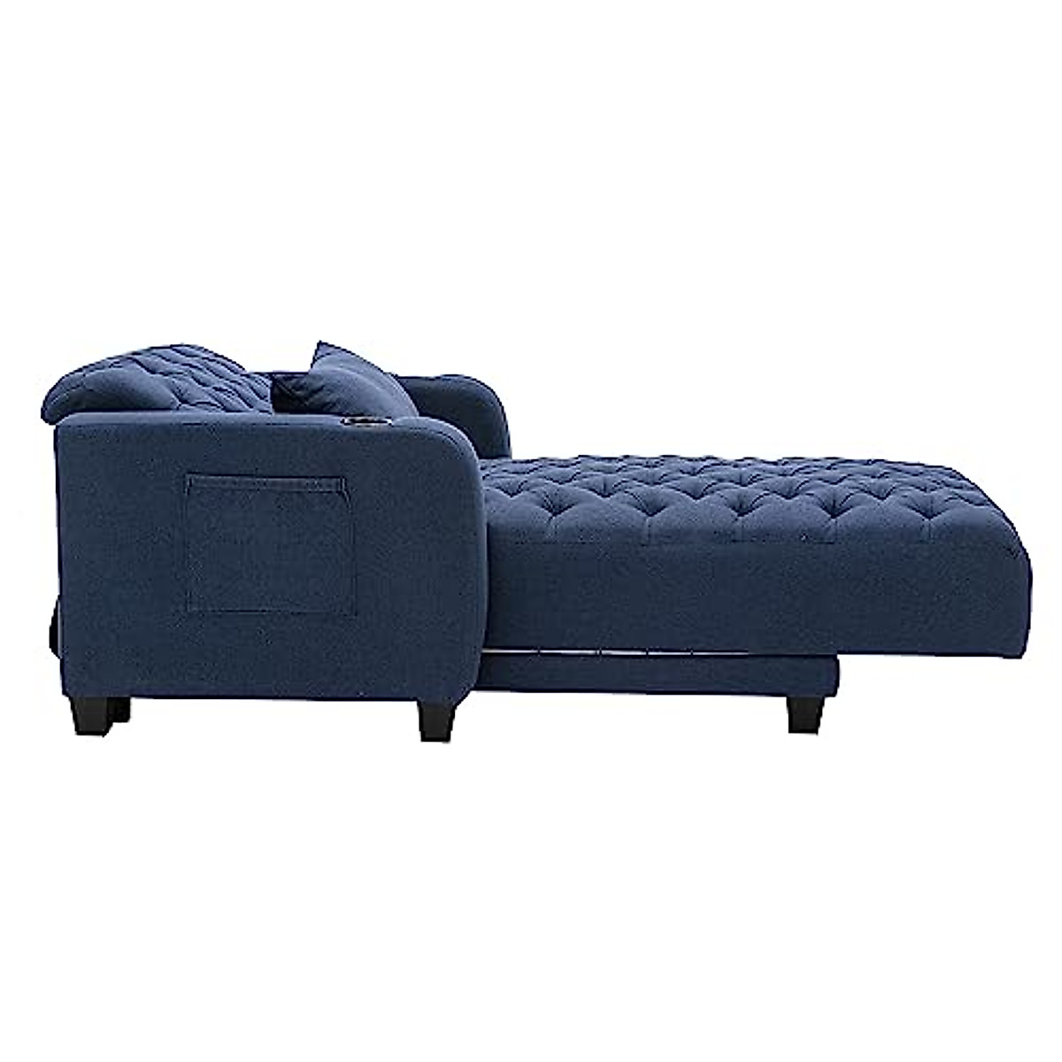 HAUSHECK, 3-in-1 Convertible Adjustable Backrest, Armrest Pocket & Pillow, Single Armchair Sleeping Chairs for Adults, Sleeper Sofa Bed for Living Room Apartment, 40.16''L x 57.09''W x 38.04''H, Navy