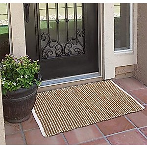 THE BEER VALLEY Classic Country Jute Cotton Rug 2x3' - Hand Woven - Farmhouse Natural White Rug,Kitchen Rugs, Farmhouse Rugs, Rugs for Living & Bedroom,Woven Rugs