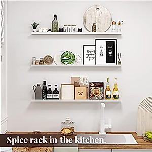 LAPTAIN 36 Inch Floating Shelves Wall Mounted Wall Shelves Set of 3,White Large Picture Ledge Shelf for Bedroom Living Room Bathroom Kitchen Nursery