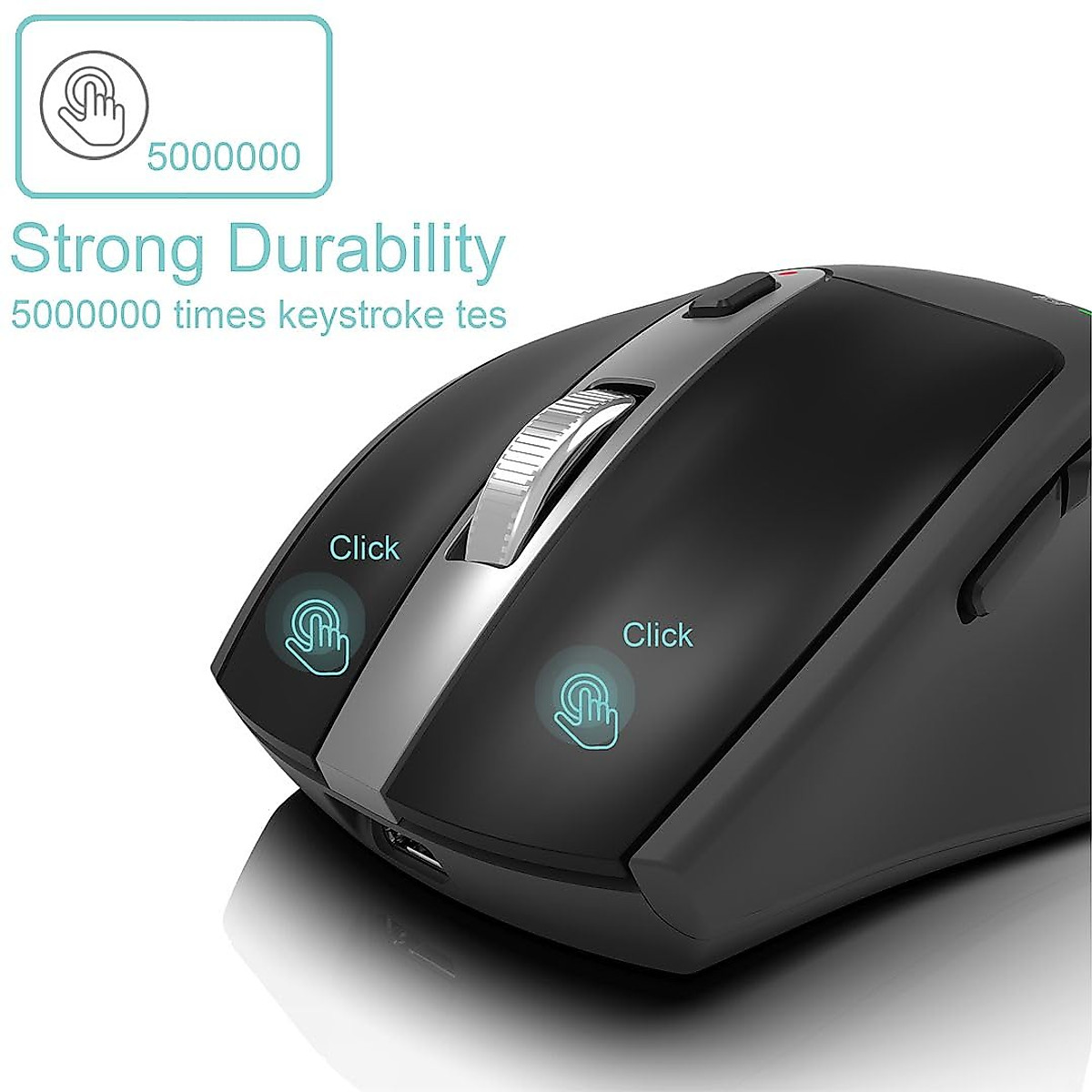 Arteck Multi-Device Wireless Bluetooth Mouse Ergonomic Silent Clicking Backward Forward for Desktop PC Laptop Mac iPad Build in Rechargeable Battery