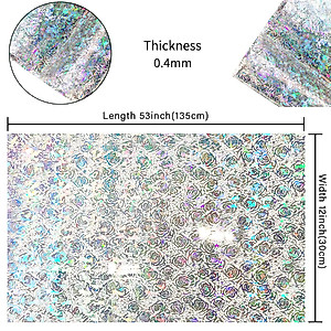 HYANG Transparent Rose PVC Super Clear Holographic Vinyl Faux Leather Sheets 1 Roll 12" x 53" (30cm x 135cm) for DIY Bows Earrings Bags DIY Crafts Making