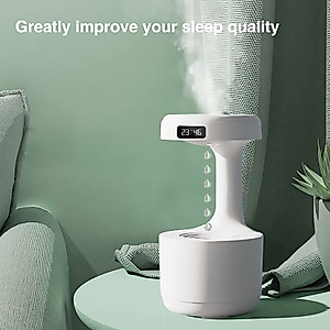 Anti Gravity Ultrasonic Humidifier, 2023 Upgrade Cool Mist Desktop Humidifier, Quiet Diffuser with LED Clock Display, Auto Shutdown Power-Off Protection for Kids Friend Lover Gift Bedroom Home(White)