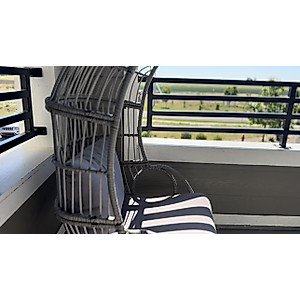 YITAHOME Outdoor Narrow Egg Chair Wicker, Patio Rattan Basket Chair with 370lbs Capacity Indoor Egg Chairs with Stand & Cushion Cocoon Chair for Bedroom, Patio, Balcony - Grey