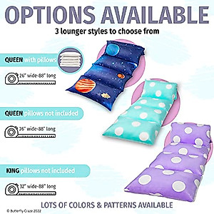 Butterfly Craze Floor Pillow Case, Mattress Bed Lounger Cover, Star Navy, King, Cozy Seating Solution for Kids & Adults, Recliner Cushion, Perfect for Reading, TV Time, Sleepovers, & Toddler Nap Mat