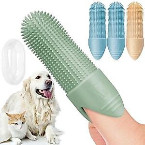 WallaSababa - Dog Toothbrush 4-Pack, 360º Dog Tooth Brushing Kit, Cat & Dog Finger Toothbrush for Small & Large Pets, Dog Teeth Cleaning Kit, Dental Care for Pets, Dog Toothpaste Not Included