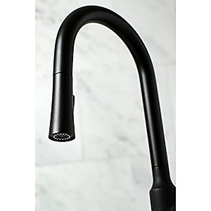 Kingston Brass LS2720DKL Kaiser Pull-Down Sprayer Kitchen Faucet, 8 Inch in Spout Reach, Matte Black