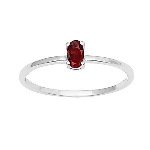 Garnet Stone 925 Sterling Silver Women Wedding Engagement Tiny Ring Stacking Stackable Band (7)