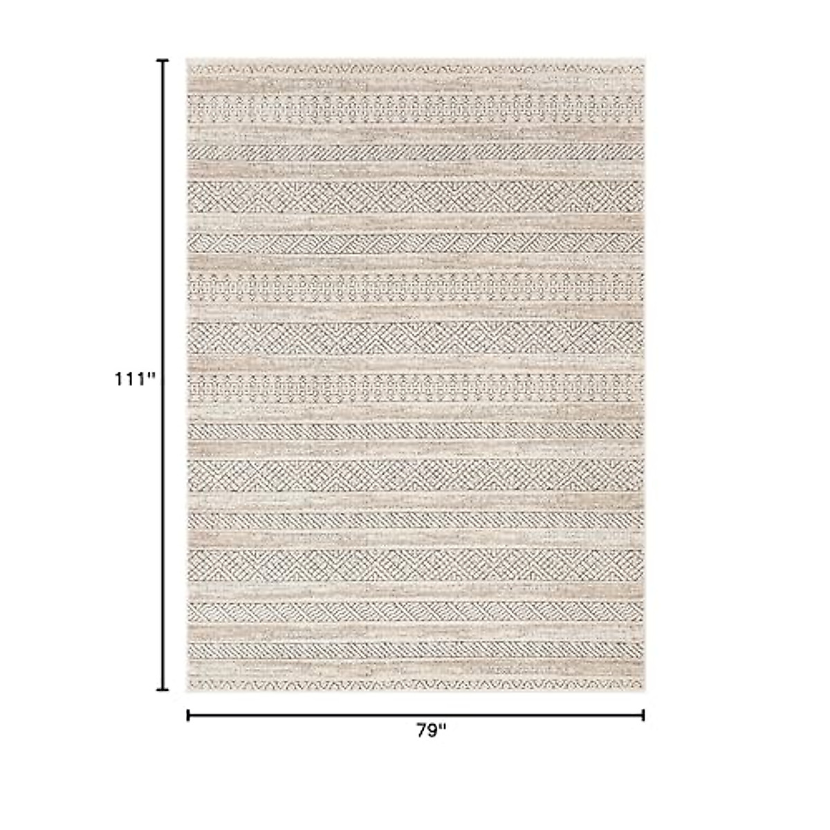 Well Woven Francesca Beige Tribal Geometric Distressed High-Lo Pile Area Rug (6'7" x 9'3")