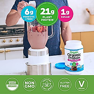 Orgain Organic Protein + Superfoods Powder, Creamy Chocolate Fudge - 21g of Protein, Vegan, Plant Based, 6g of Fiber, No Dairy, Gluten, Soy or Added Sugar, Non-GMO, 2.02 Lb
