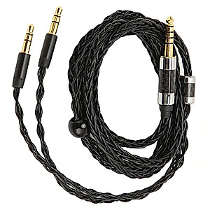 KOSDFOGE Silver Plated Copper Wire Headphone Cable 8 Core Balanced 4.4mm to Dual 3.5mm Silver Plated Earphone Cable Replacement