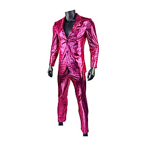 Nawgut Sequin Blazer Metallic Slim Suit 2 Piece Set Disco Prom Shiny Outfit Wedding Party Banquet Fashion Jacket Pant for Mens Adult-Small