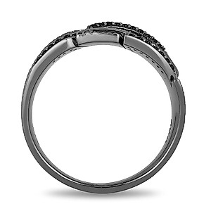 Jewelili Enchanted Disney Fine Jewelry Black Rhodium Over Sterling Silver 1/10 Cttw Diamond Maleficent Villain Ring