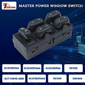 JUEDIMA Window Switch - Left Driver Side Master Power Window Switch Fits 2003-2008 F150 Expedition Crown Victoria | 2006-2008 Mark LT | Marauder | Grand Marquis | Replace Part # 5L1Z14529AA