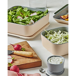 Caraway 3pc Glass Food Storage Set – 10 Cup, 6.6 Cup, & 4.4 Cup Food Containers - Ceramic Coated - Non Toxic Non Stick Lunch Box with Glass Lids - Dishwasher, Oven, & Microwave Safe - Gray