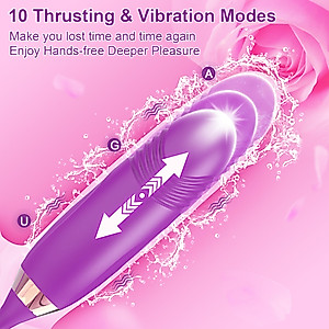 Rose Sex Toys Dildo Vibrator for Women - Adult Vibration Oral Sex Toy with 10 Thrusting & Vibrating Kiss Modes, G Spot Clitoris Nipple Vibrator Licker Stimulator for Couples Pleasure Female Sex Toys