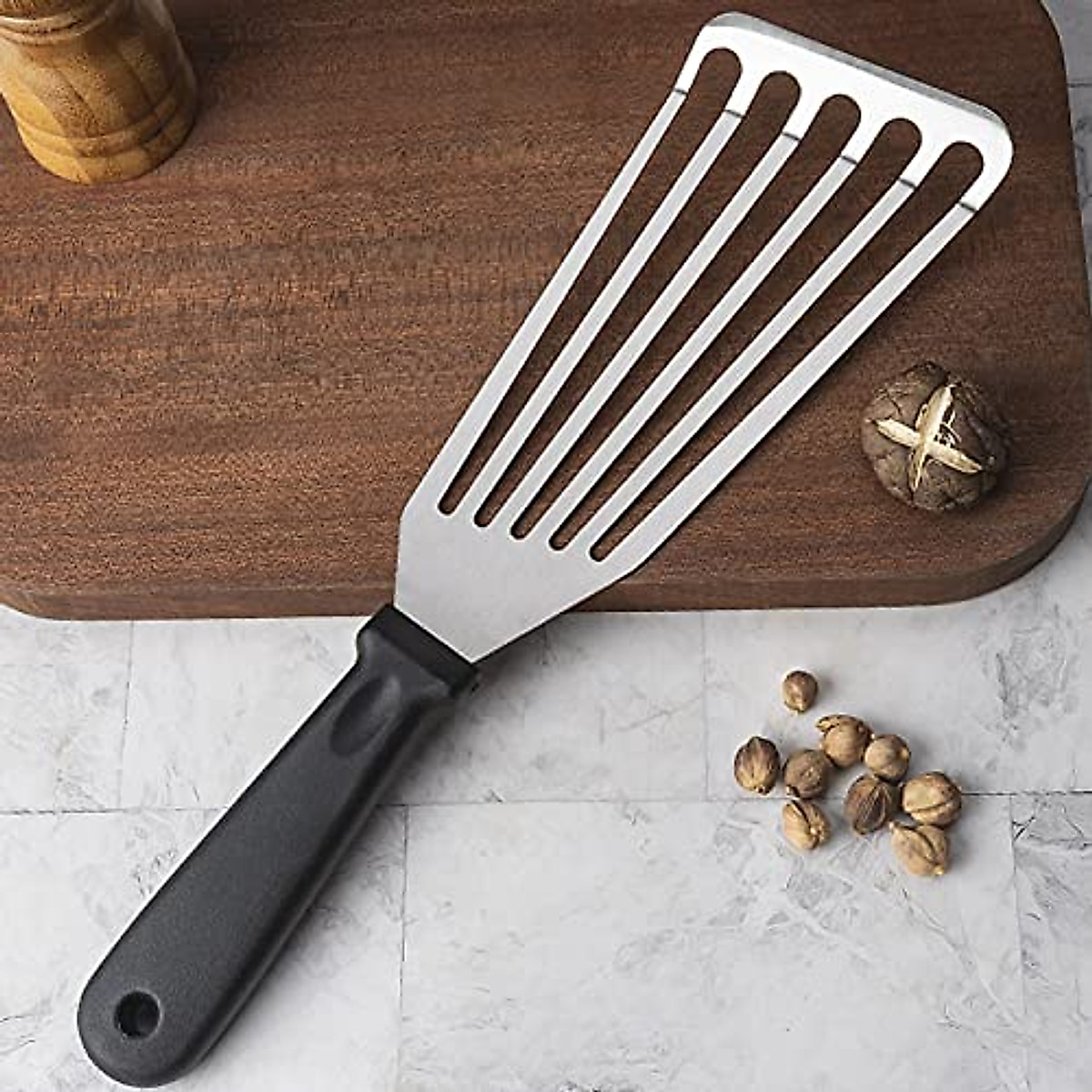 DEFUTAY Fish Turner spatula,Stainless Steel Slotted Turner,Kitchen Steak Spatula for Cooking,Flipping & Frying Fish, Meat, Eggs