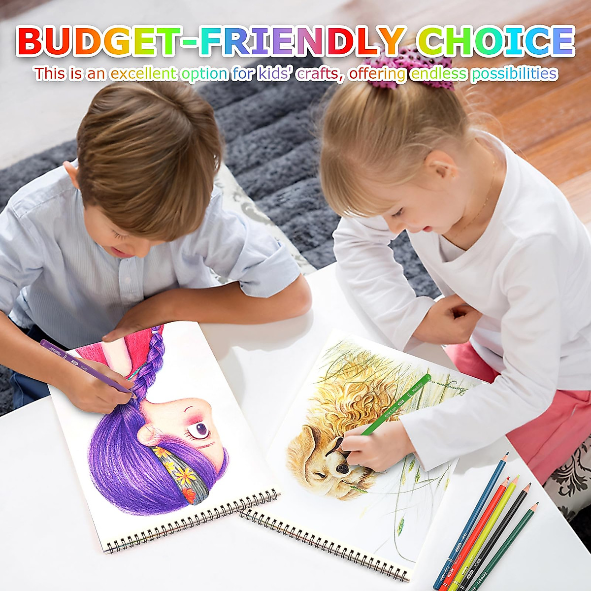 9" x 12" Sketch Book, 2-Pack 50 Sheets Spiral Bound Art Sketchbook, Acid Free Artist Drawing Book Paper, Art Supplies for Adults Kids, Craft Activities, Sketch Paper for Drawing Coloring Sketching