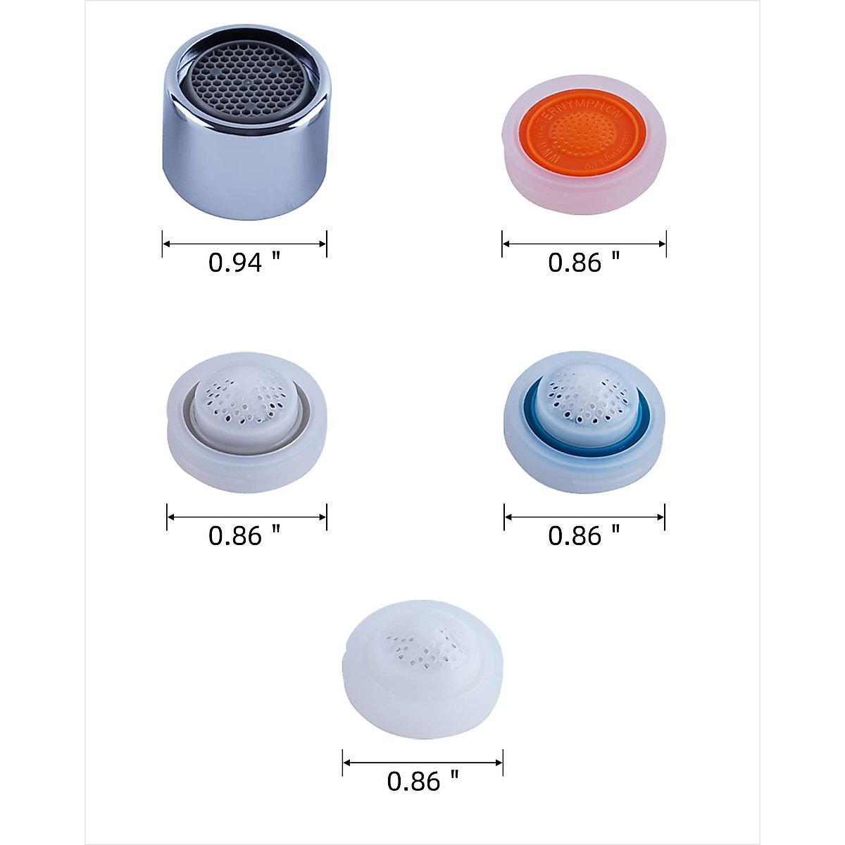 3 Pcs Faucet Aerator, Female Thread Kitchen Faucet Aerator Kitchen Sink Aerators, 1.2, 1.5, 1.8, 2.5 GPM Flow Restrictor Replacement Parts Bathroom, 55/64-Inch 22mm Female Thread-Chrome