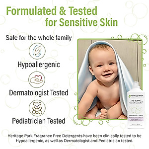 Heritage Park Silk & Wool Fragrance Free, Hypoallergenic, pH-Neutral Laundry Detergent - Dermatologist-tested, Sensitive Skin-Friendly, Enzyme-Free, Ultra Concentrated (64 fl oz Refill)
