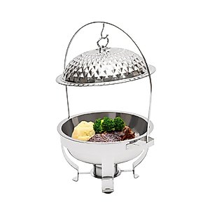 Chafing Dish Buffet Set Gold/Silver,4.5L Round Stainless Steel Chafing Dish Buffet Set Buffet Servers and Warmers Warming Tray for Kitchen Party Banquet (Silver)
