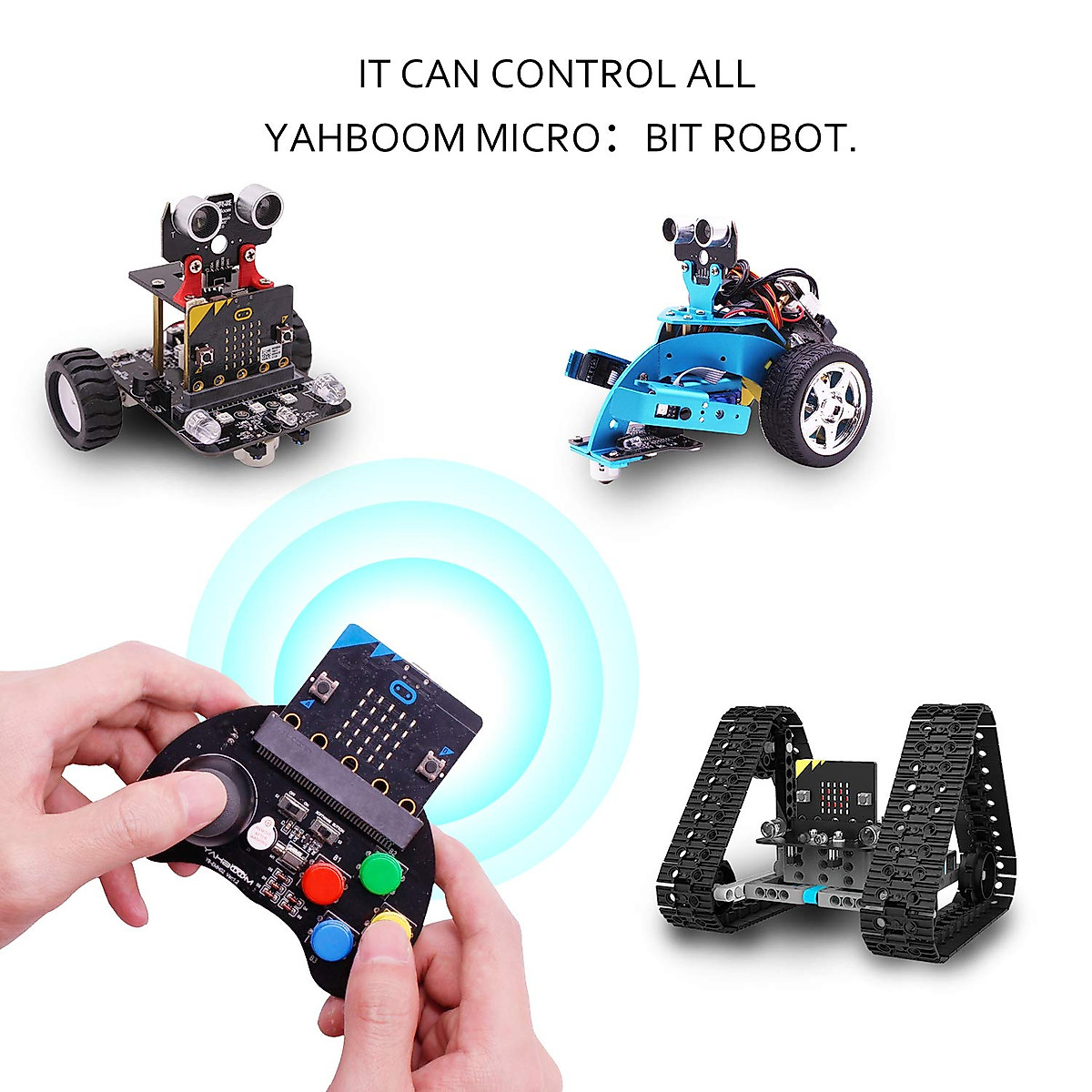 Yahboom Micro Bit Robotic Control Handle Game Joystick STEM Education Graphic Compatible with Micro:bit V2 V1.5 for Kids (Without Microbit) (Handle Without microbit v2)
