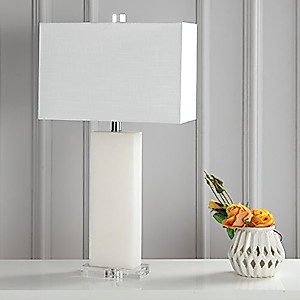 JONATHAN Y JYL2009A Tiggie 27" Alabaster LED Table Lamp Modern Contemporary Glam Bedside Desk Nightstand Lamp for Bedroom Living Room Office College Bookcase LED Bulb Included, White Alabaster